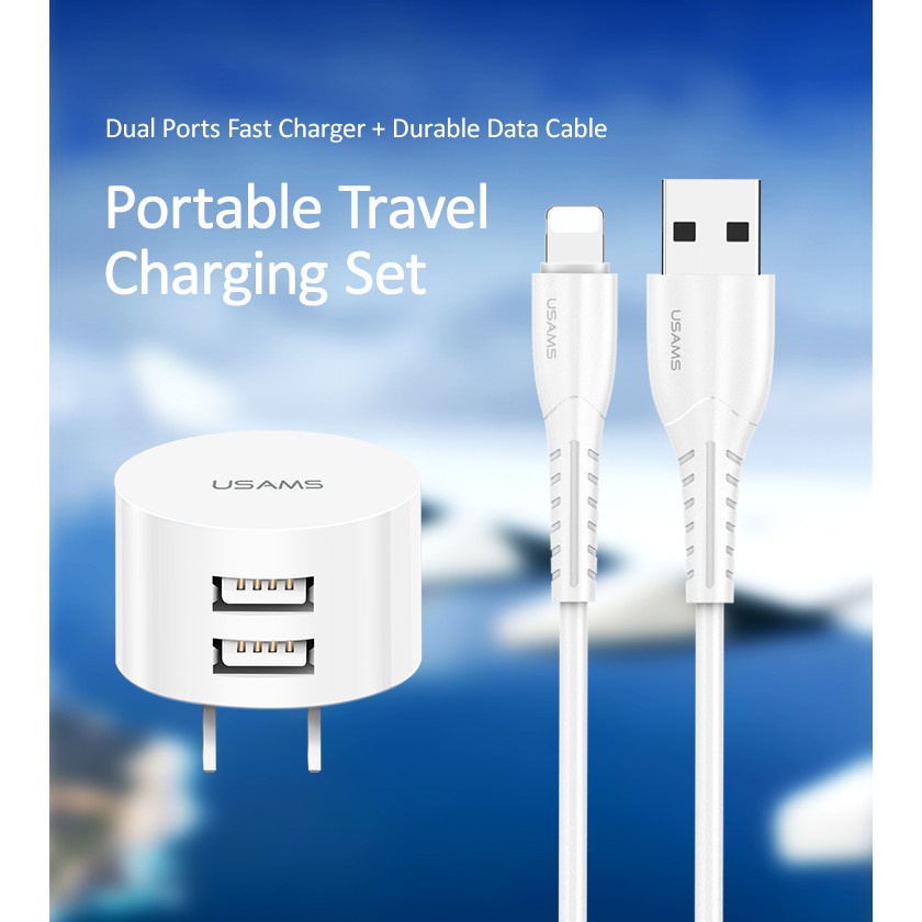 Usams 18W Quick Charging Charger Set Cable Portable Travel | Shopee ...