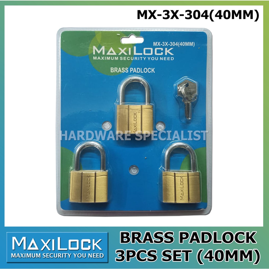 MaxiLock Brass Padlock 3pcs Set MX-3X-304(40MM) | Shopee Philippines