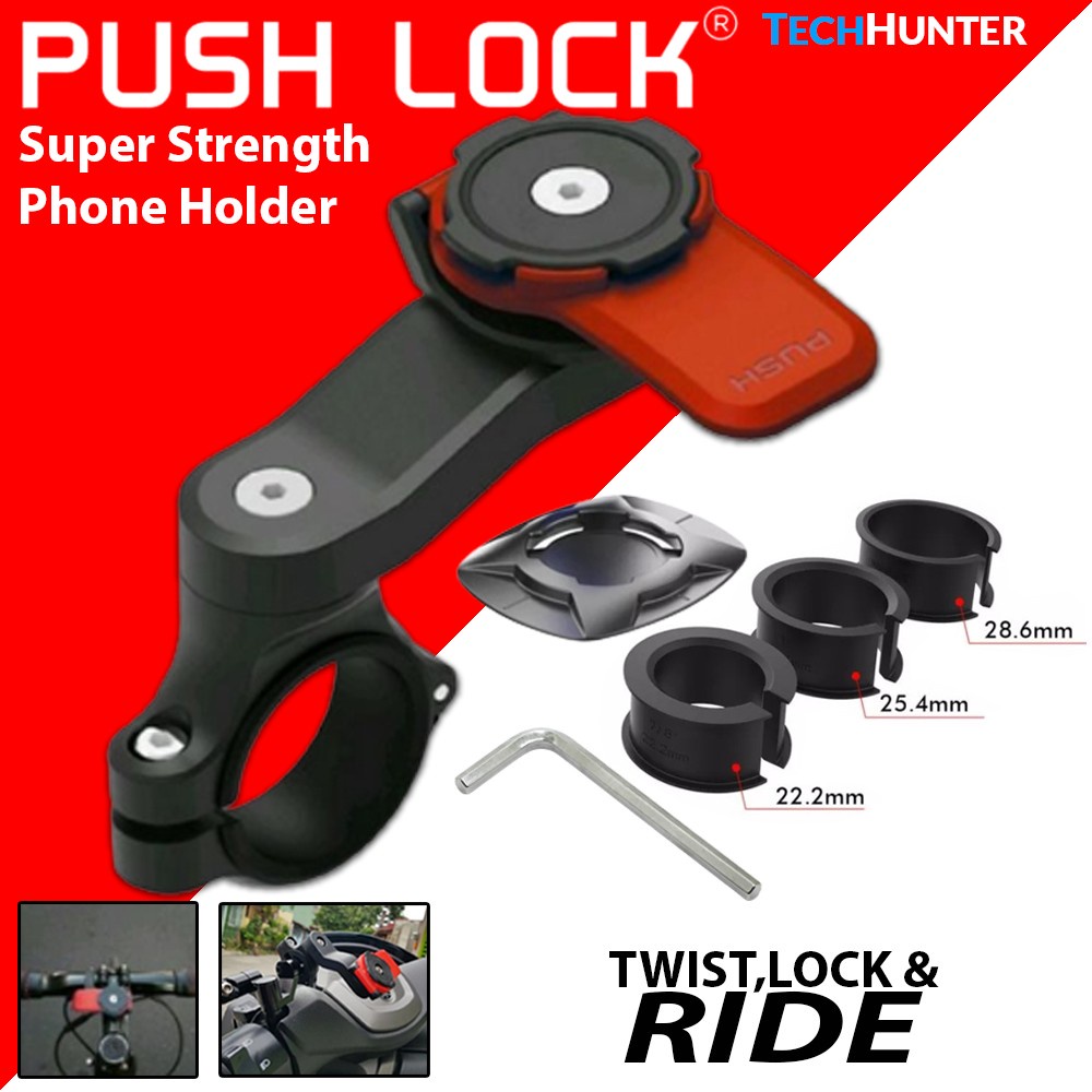 Push Lock (Original) Motorcycle/Bicycle Phone Holder Mount 360 ...