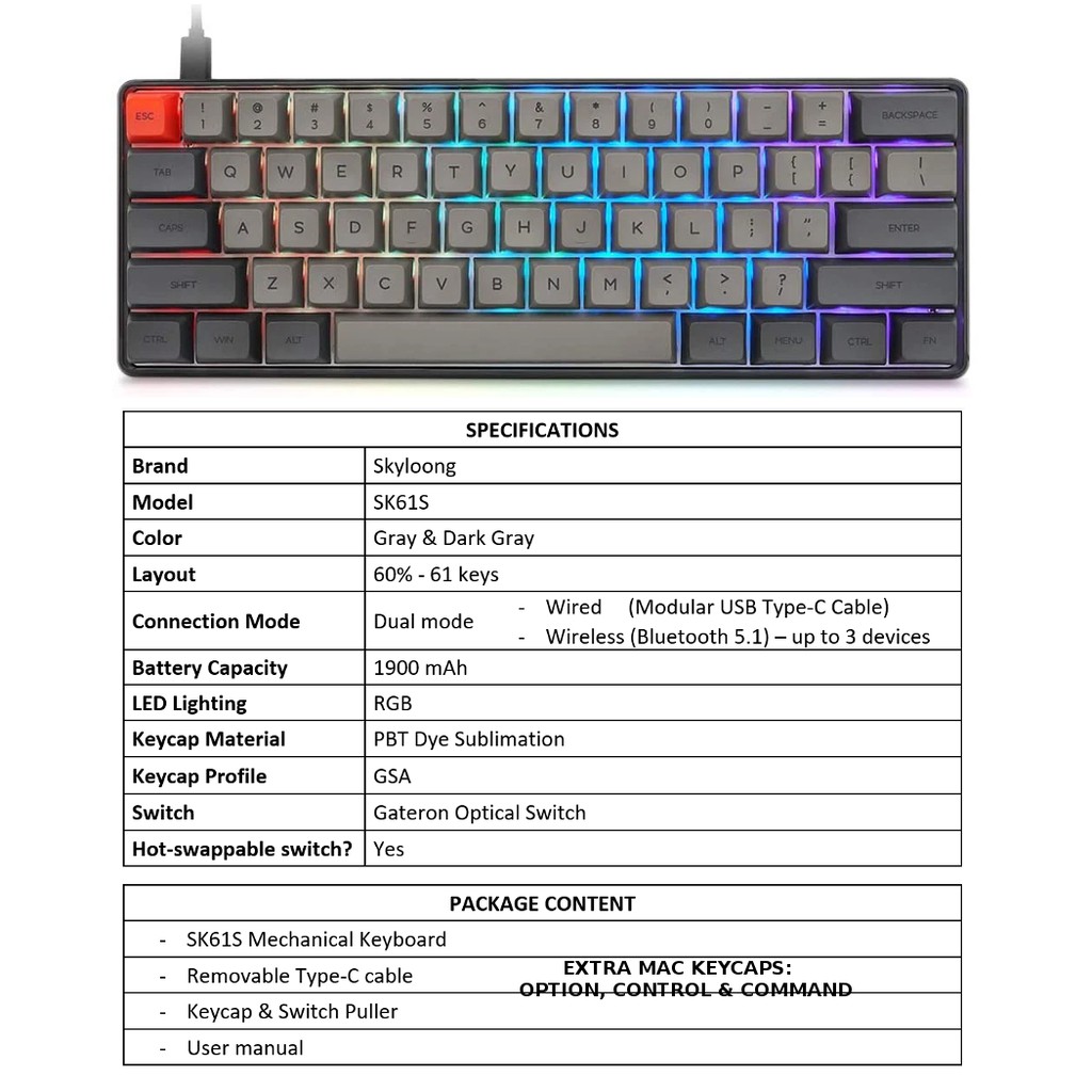 SK61S SK61 GK61 ( same board sold by EPOMAKER ) Mechanical Optical ...