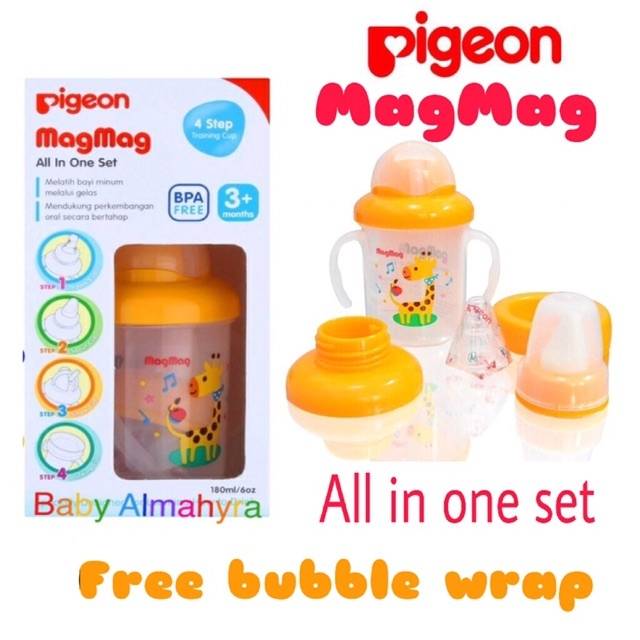 Pigeon Mag Mag Training Cup All in One Set Step 1 2 3 4 straw lid ...