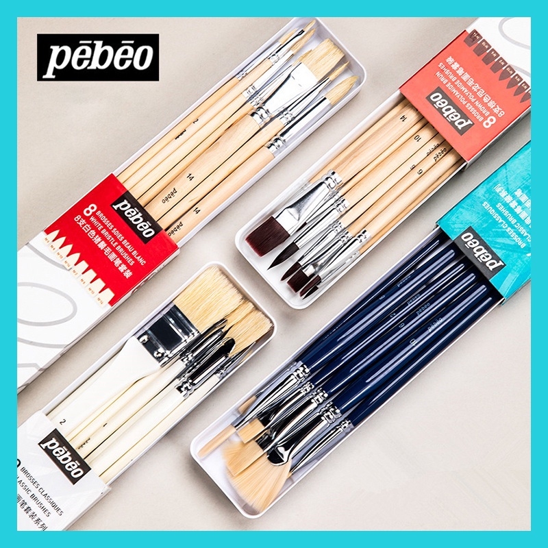 Pebeo Bristles Brush Set Polyamide Nylon Hair Brushes for Gouache ...