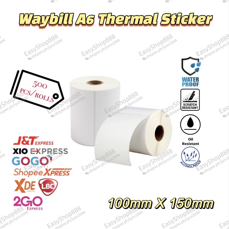 Easyshop888 A6 waybill thermal sticker shipping currier sticker 500 pcs ...