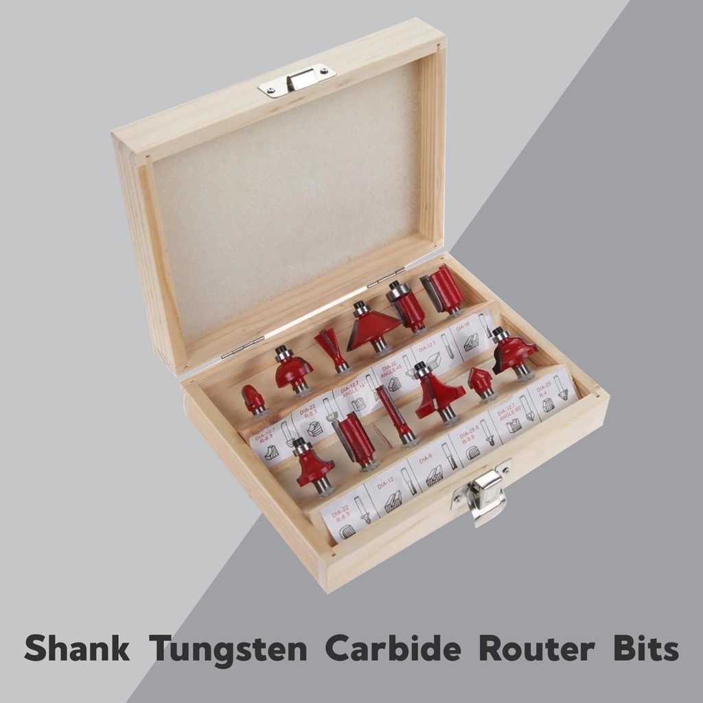 12pcs Router Bit Set for Wood 6.35mm (1/4'') | Shopee Philippines