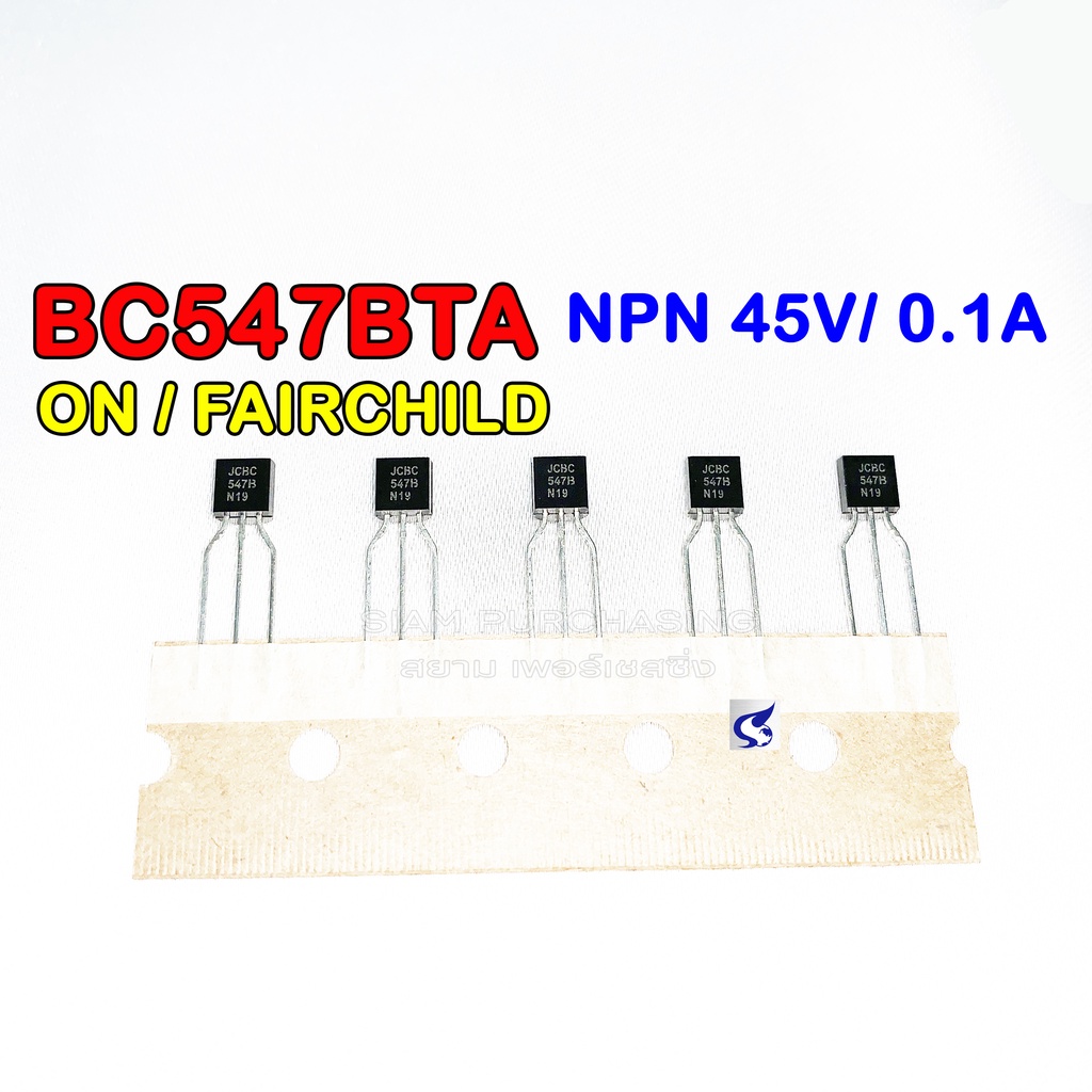 (Quantity 5) BC547BTA ONSEMI/FAIRCHILD TAPPING TRANSISTOR NPN 45V 0.1A ...