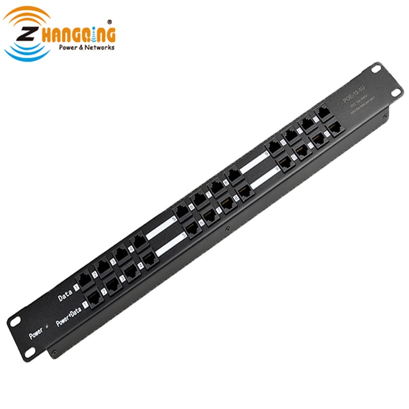 12 Port 10/100Mbps Passive Rack Mount PoE Injector Midspan Power Over ...