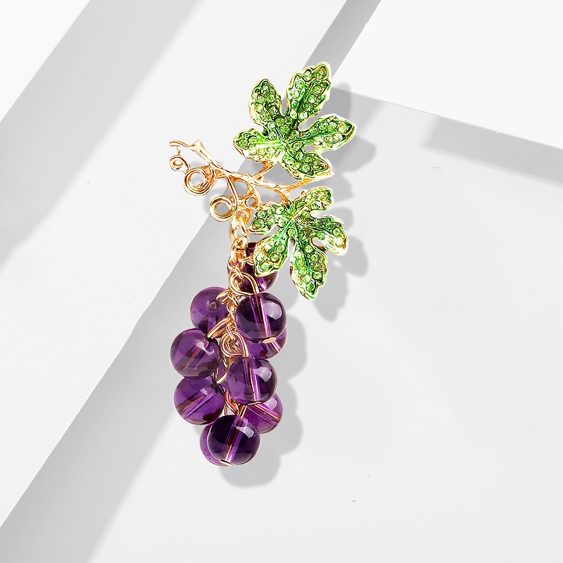 Glass Beads Grape Brooches For Women Rhinesone Purple Grape Fruits ...