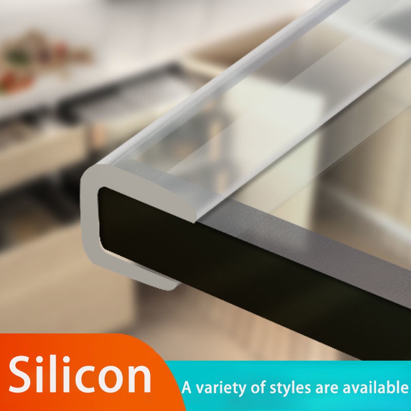 U-channel Silicone rubber shower door glass sealing tape Edge trim ...