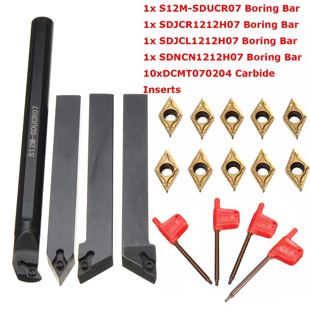 12 mm Shank Lathe Turning Tool Holder Boring Bar Wrench Kits 10pcs ...