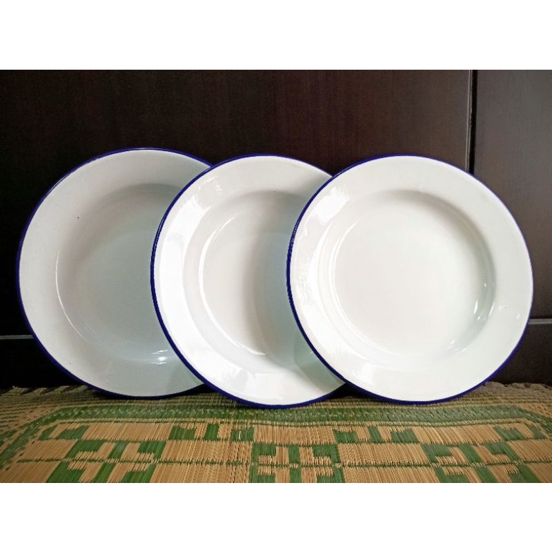 (12pcs) Plate Plato Platito Vintage Sartin Enamel Losa 18/22cm 1 dosena ...