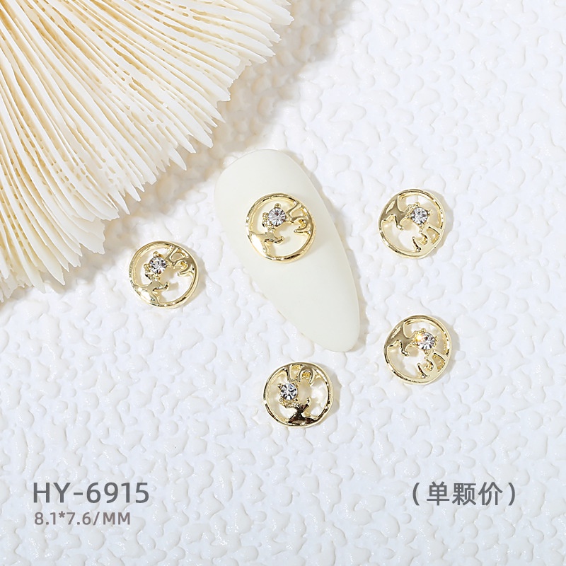 ins nail jewelry, pearl and diamond round wreath, opal bow, peach heart ...