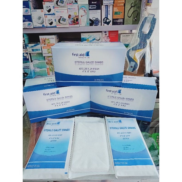 GAUZE SWABS 4x8 8ply with X-Ray Detecto, 10 packs - 10 Pcs per pack (40 ...