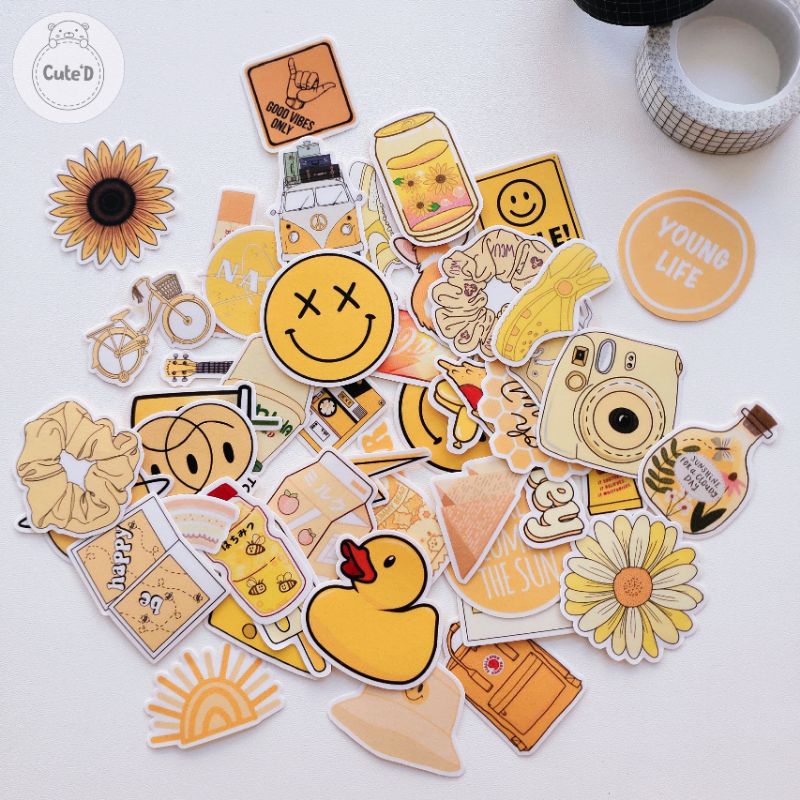 45+ "YELLOW" Tumblr Sticker Set/Waterproof (Just Paste) | Shopee ...