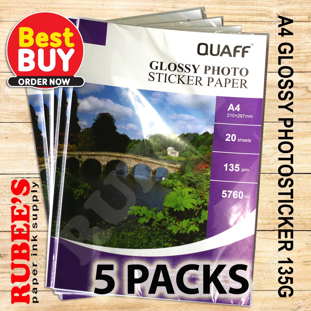 QUAFF Photo Sticker 135gsm a4 20's (5 packs) | Shopee Philippines