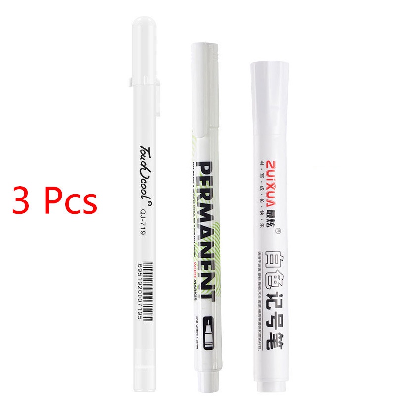 3/5PCS White Marker Pens Waterproof White Oily Gel Pen 0.8/1.0/5.0 mm ...