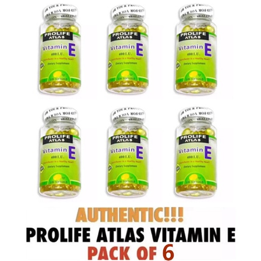 s.h666 ( SET OF 6 ) PRO LIFE Atlas Vitamin E 400IU (100 Softgels ...