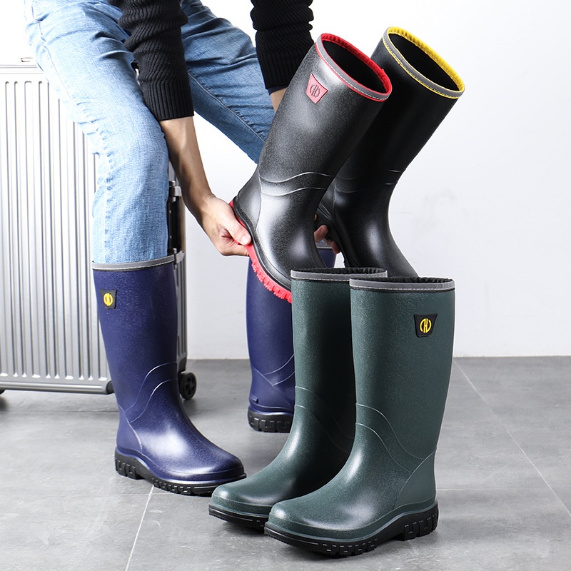 Men's adult high tube rain shoes, men's outdoor anti-skid waterproof ...