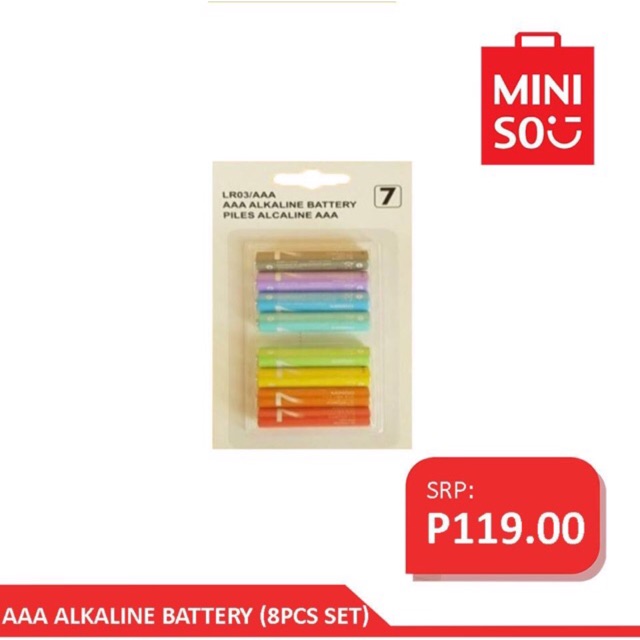 MINISO AAA Alkaline Battery (8pcs set) & AAA Carbon Zinc Heavy duty ...