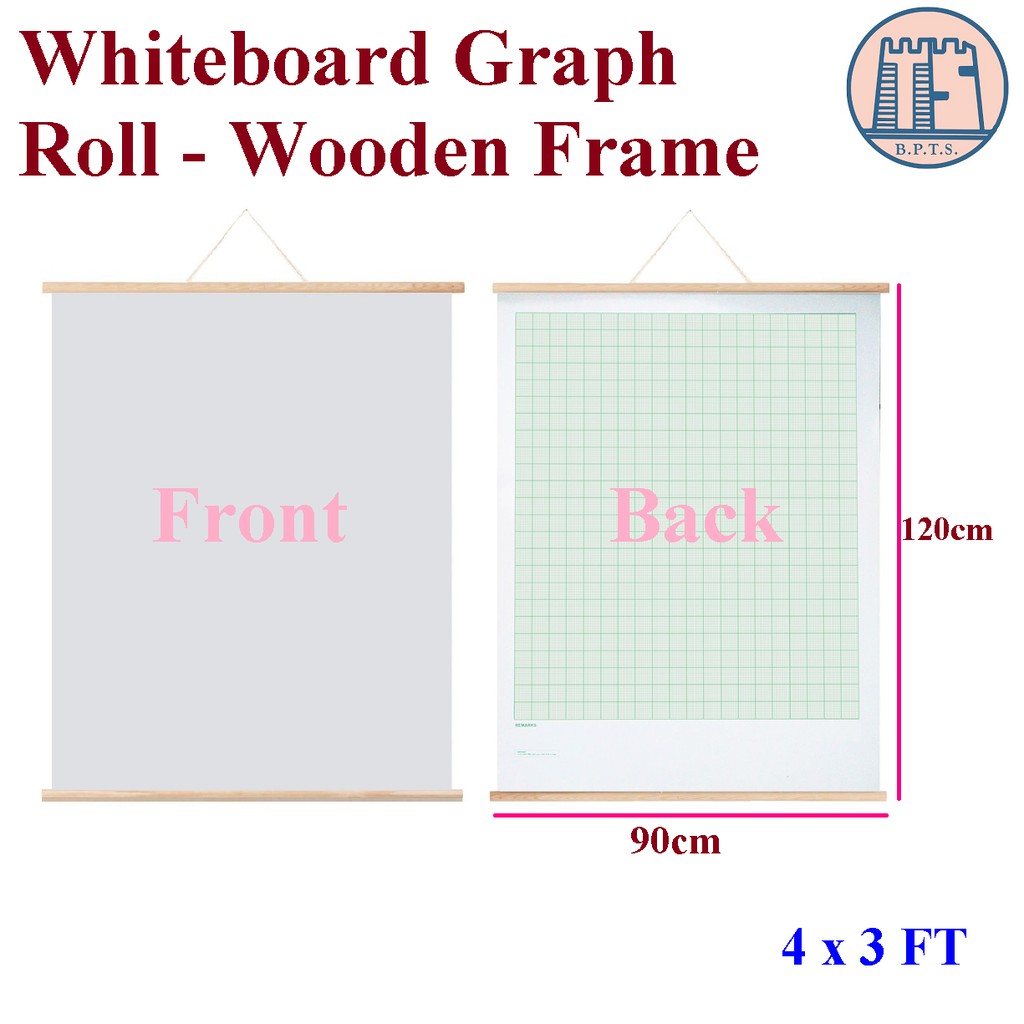 Wooden Frame Whiteboard Graph Roll / Hanger White Board Poster / Graf ...