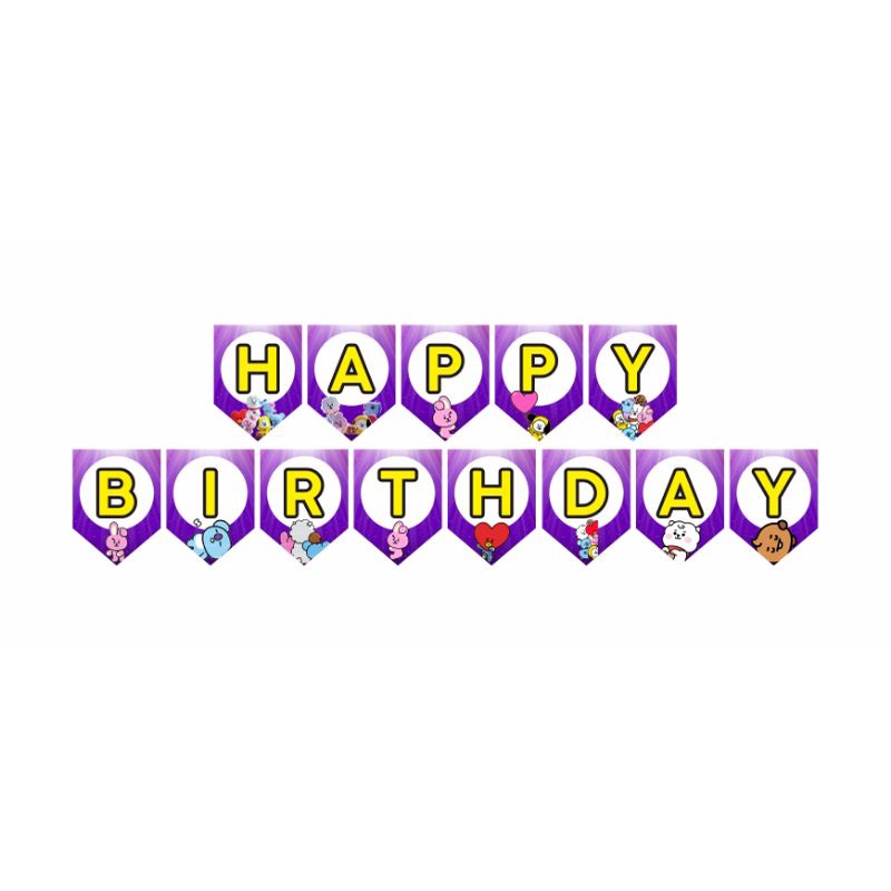 Bunting flag/banner flag happy birthday Theme bt21/bts | Shopee Philippines