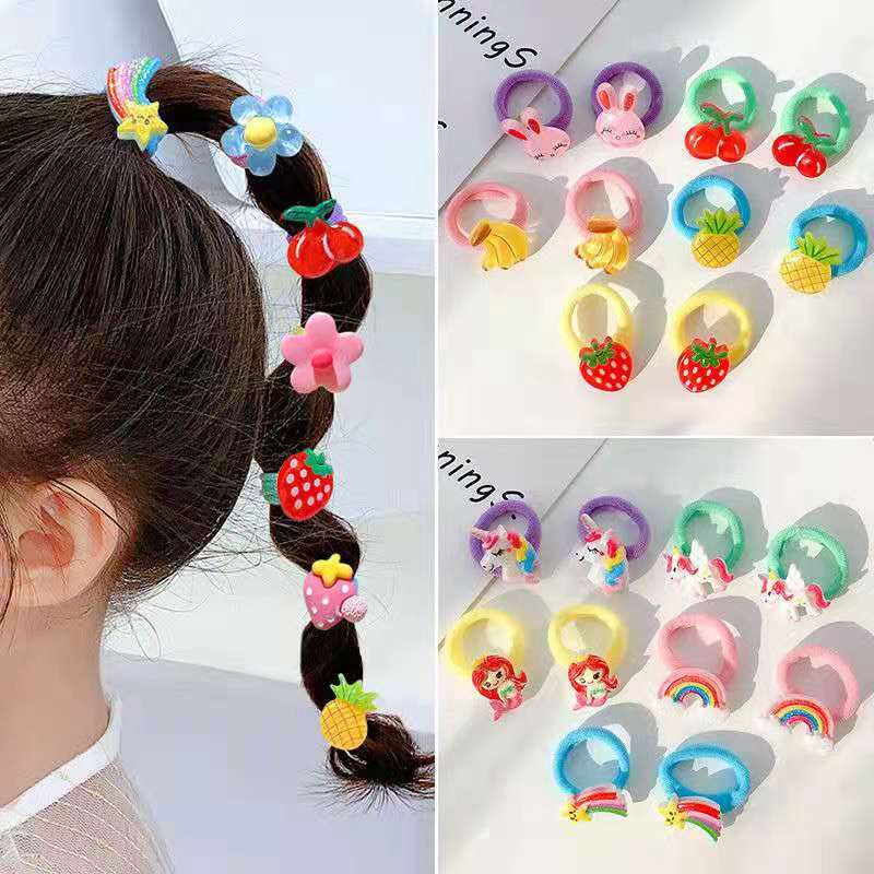 10Pcs/set Mix Colors Girl's Elastic Hair Ties for Girl Pigtails Hair ...