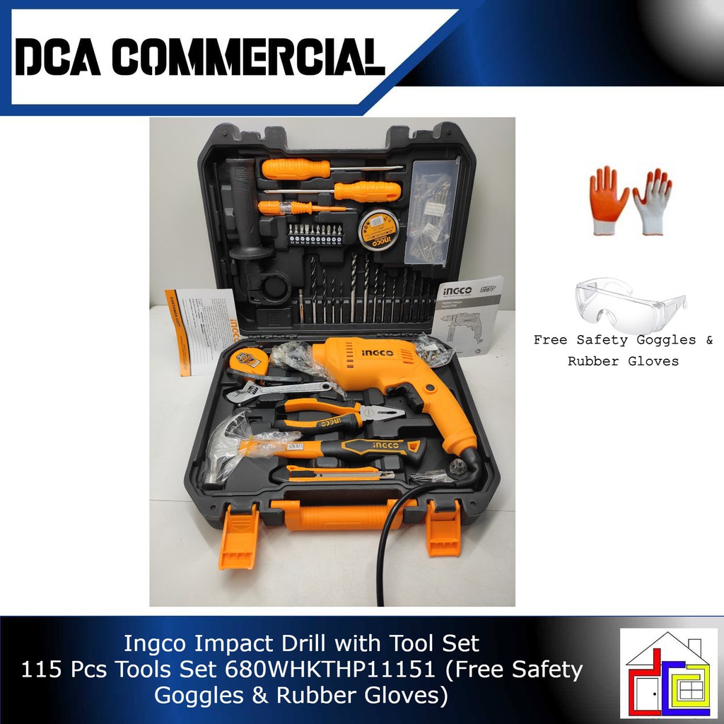 Ingco Impact Drill with Tool Set 115 Pcs Tools Set 680W HKTHP11151 ...