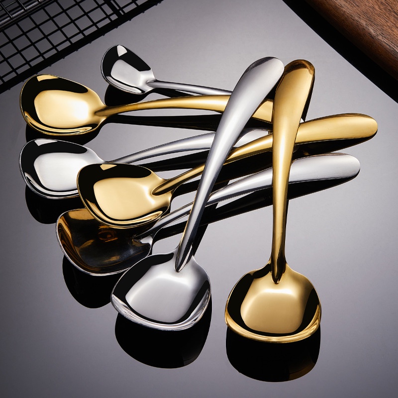 304 stainless steel spoon, flat-bottomed spoon, eating spoon, Korean ...