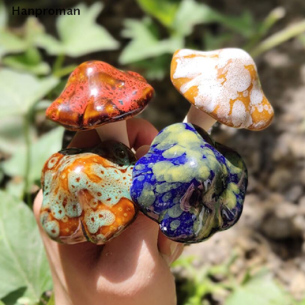Hm> Ceramic Simulation Mushroom Model Bonsai Ornament DIY Home Garden ...