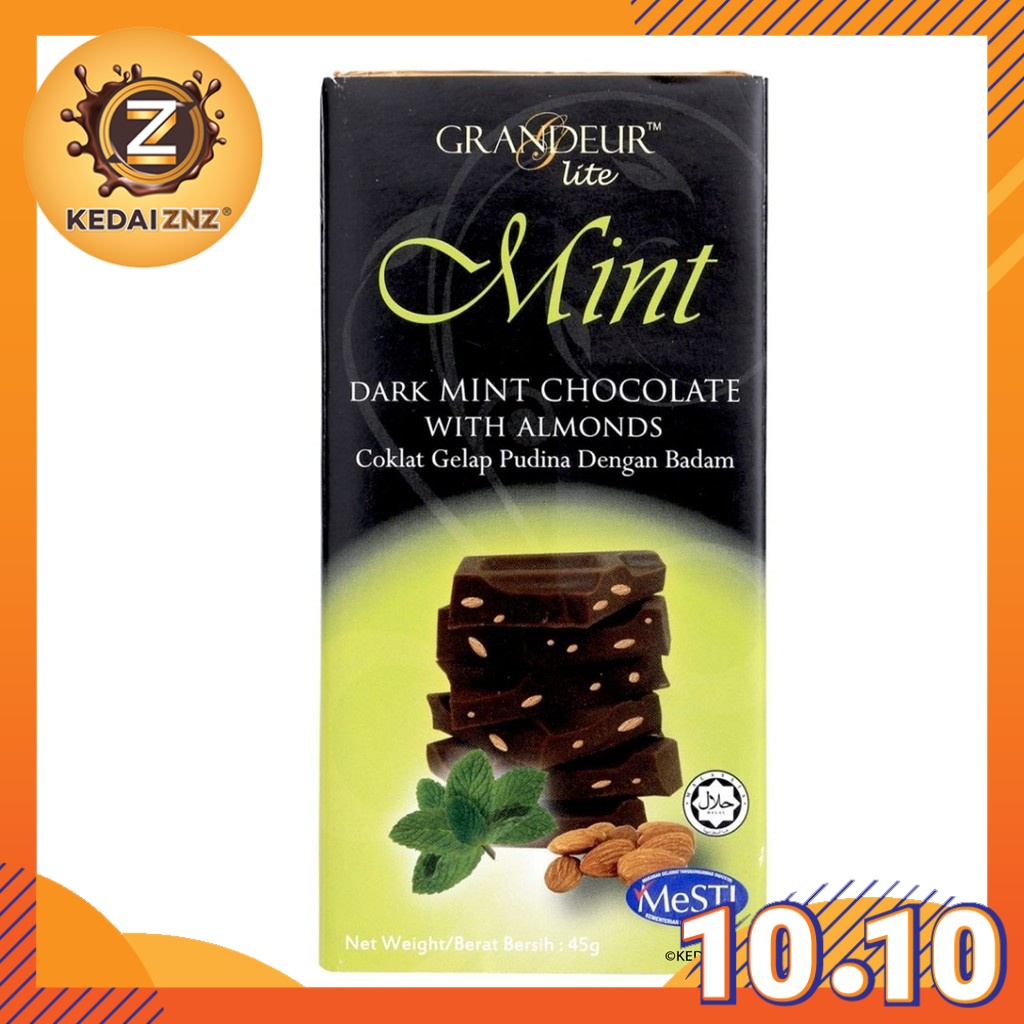 Chocolate GRANDEUR Lite Dark MINT Chocolate with ALMONDS Chocolate Bar ...