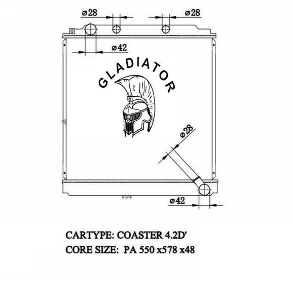 RADIATOR FOR TOYOTA 1HD / COASTER 4.2D MANUAL 3ROW ( PLASTIC ) ( 550 X ...