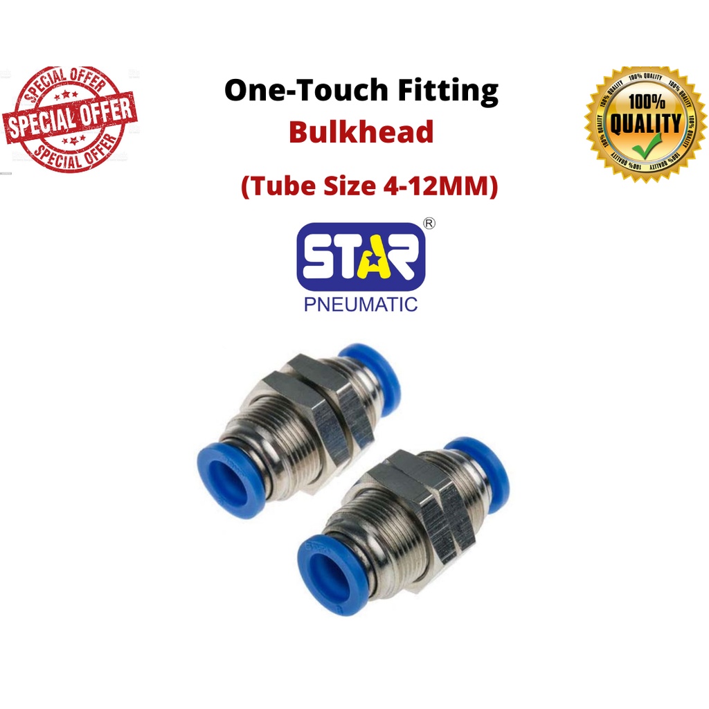 [START] PMM Bulkhead Pneumatic One-Touch Fitting Push In Connector ...