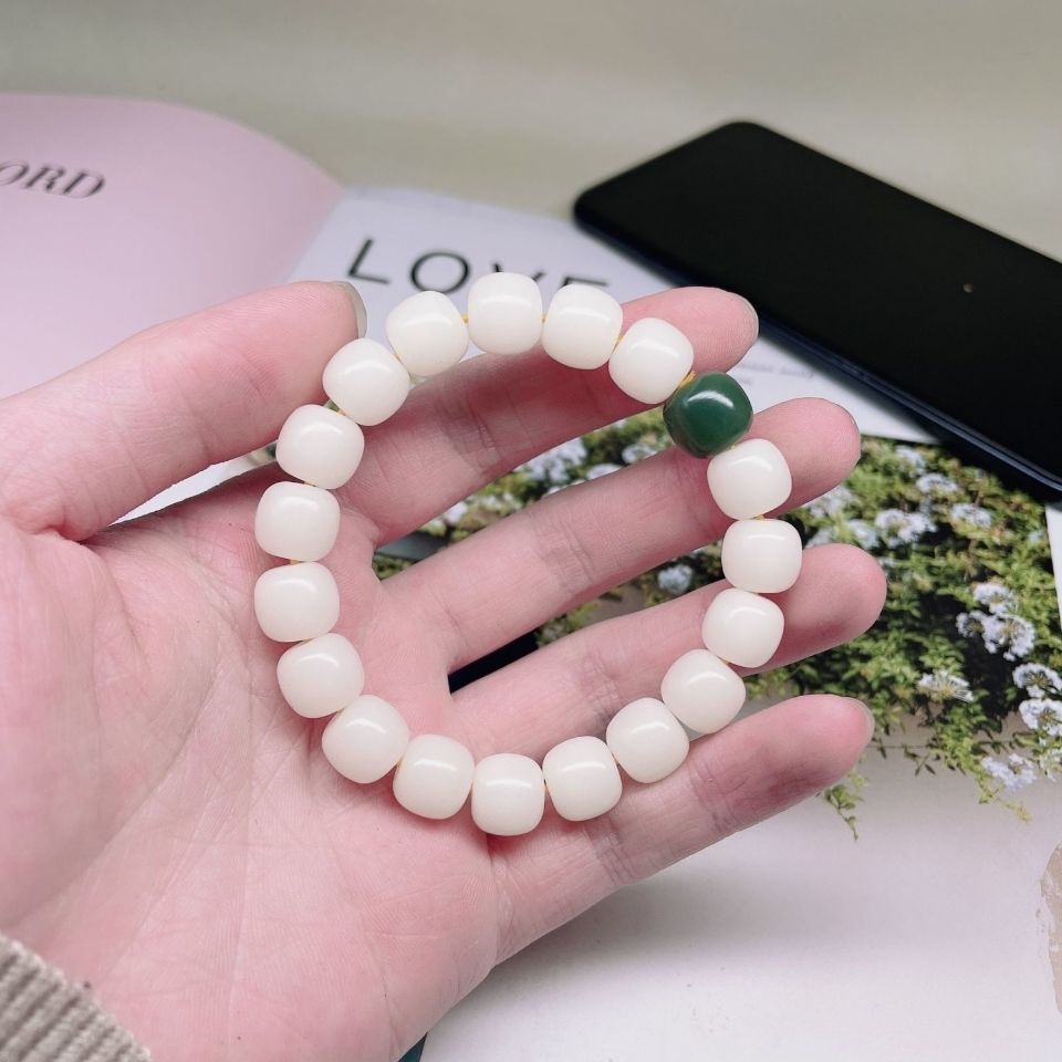 Original Ecological White Jade Bodhi Bracelet Single Circle Round ...