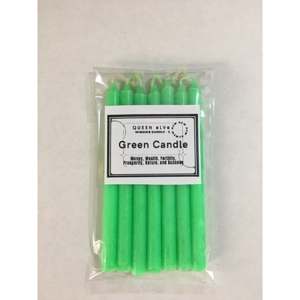 No.3 Green Wishing Candle 1 Pack(7pcs. 5inches)MONEY,WEALTH,PROSPERITY ...