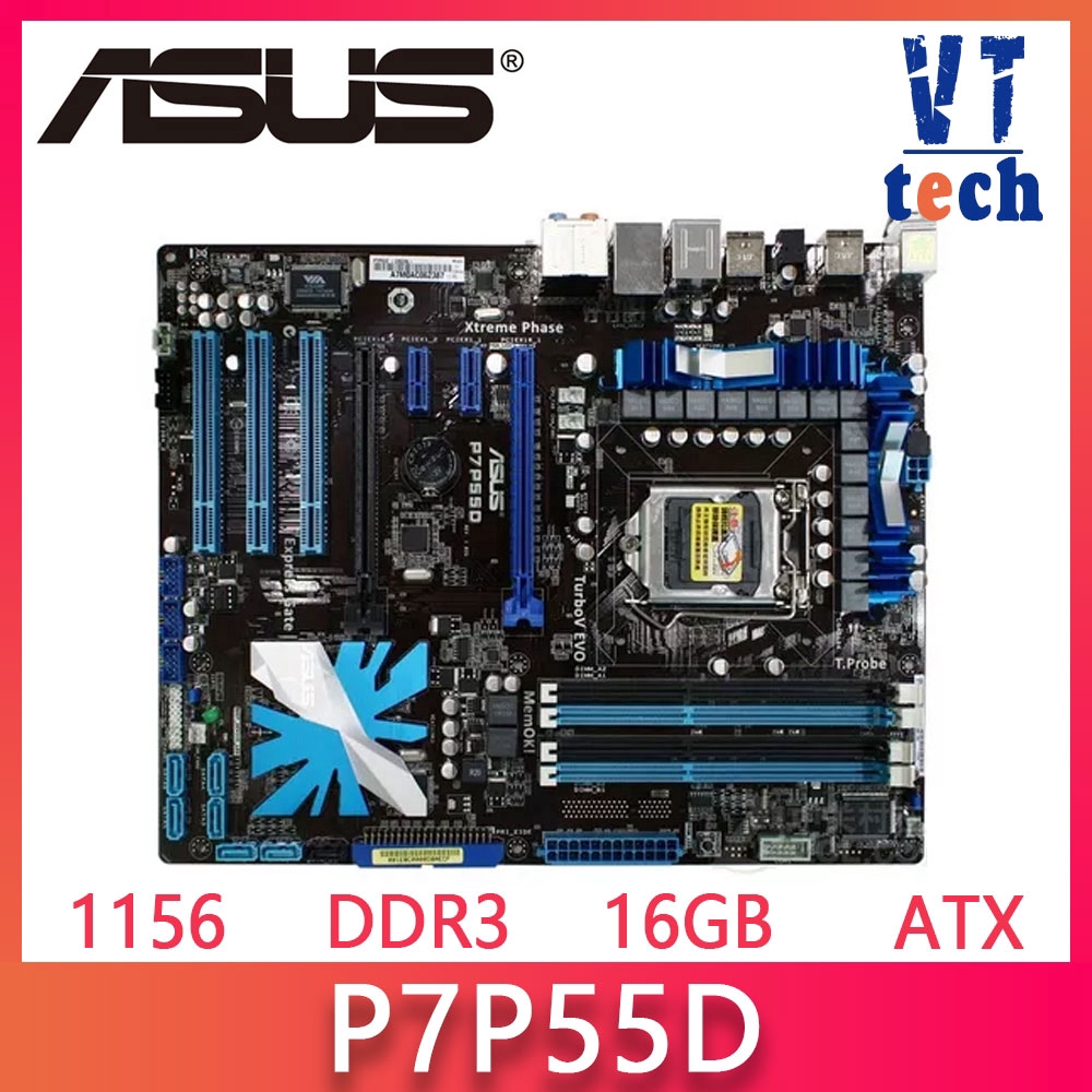 used P7P55D /-E / PRO original motherboard DDR3 LGA 1156 for I5 I7 CPU USB2.0 SATA II P55 ...