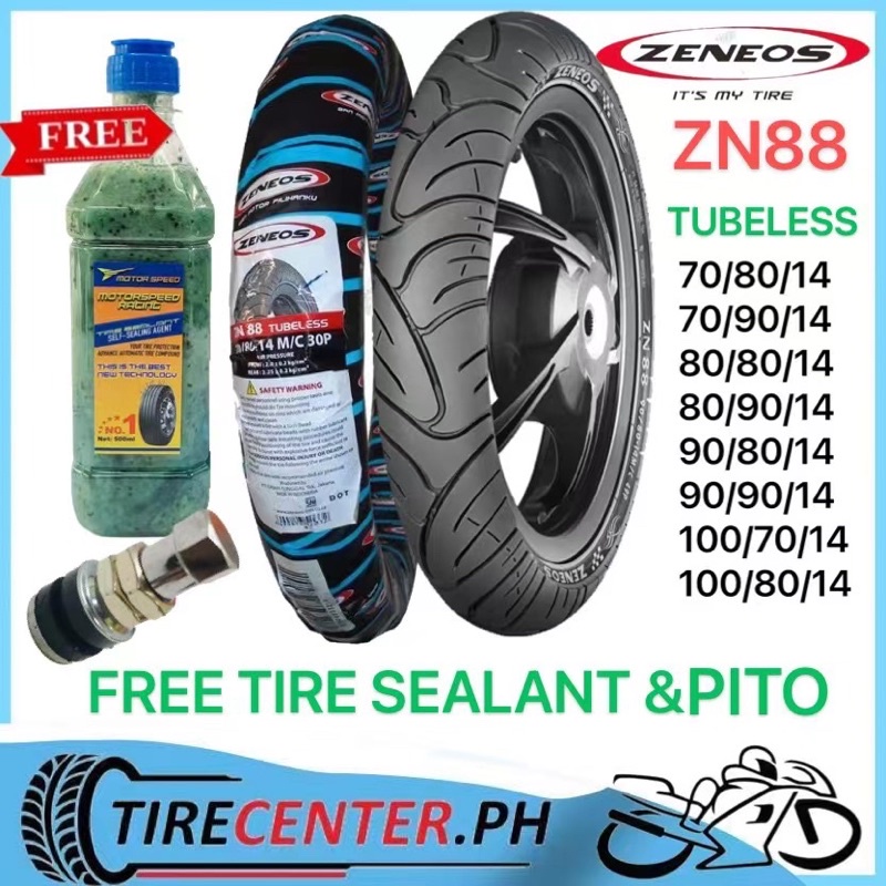 ZENEOS ZN88 MOTORCYCLE FREE TIRE SEALANT & PITI TIRE GULONG TUBELESS 70 ...