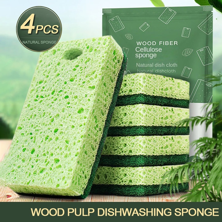 4PCS Upgraded Scouring Pad Kitchen Washing Cleaning Sponge ...