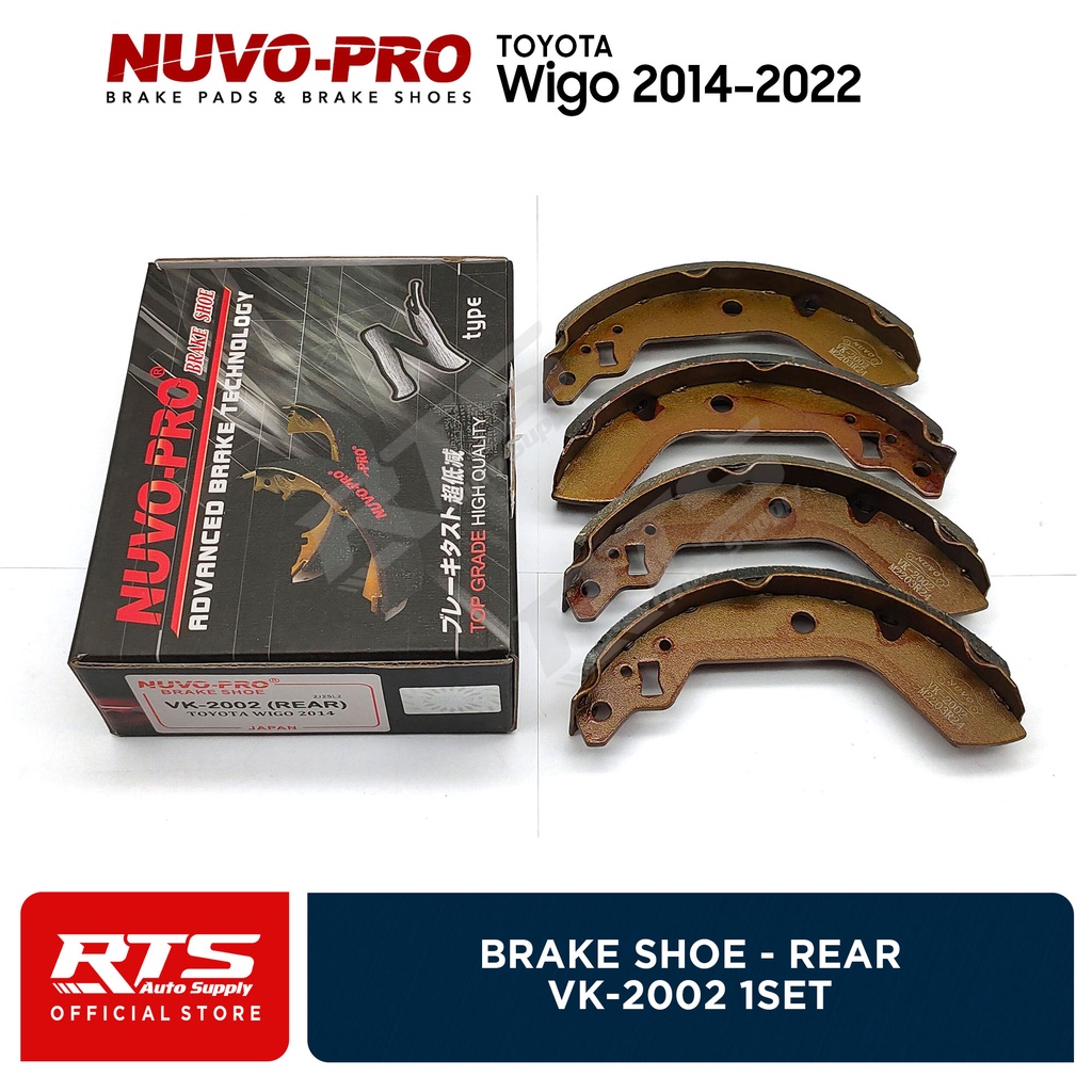 Nuvo-Pro Rear Brake Shoe Toyota Wigo 2014 - 2022 VK-2002 1 Set | Shopee ...