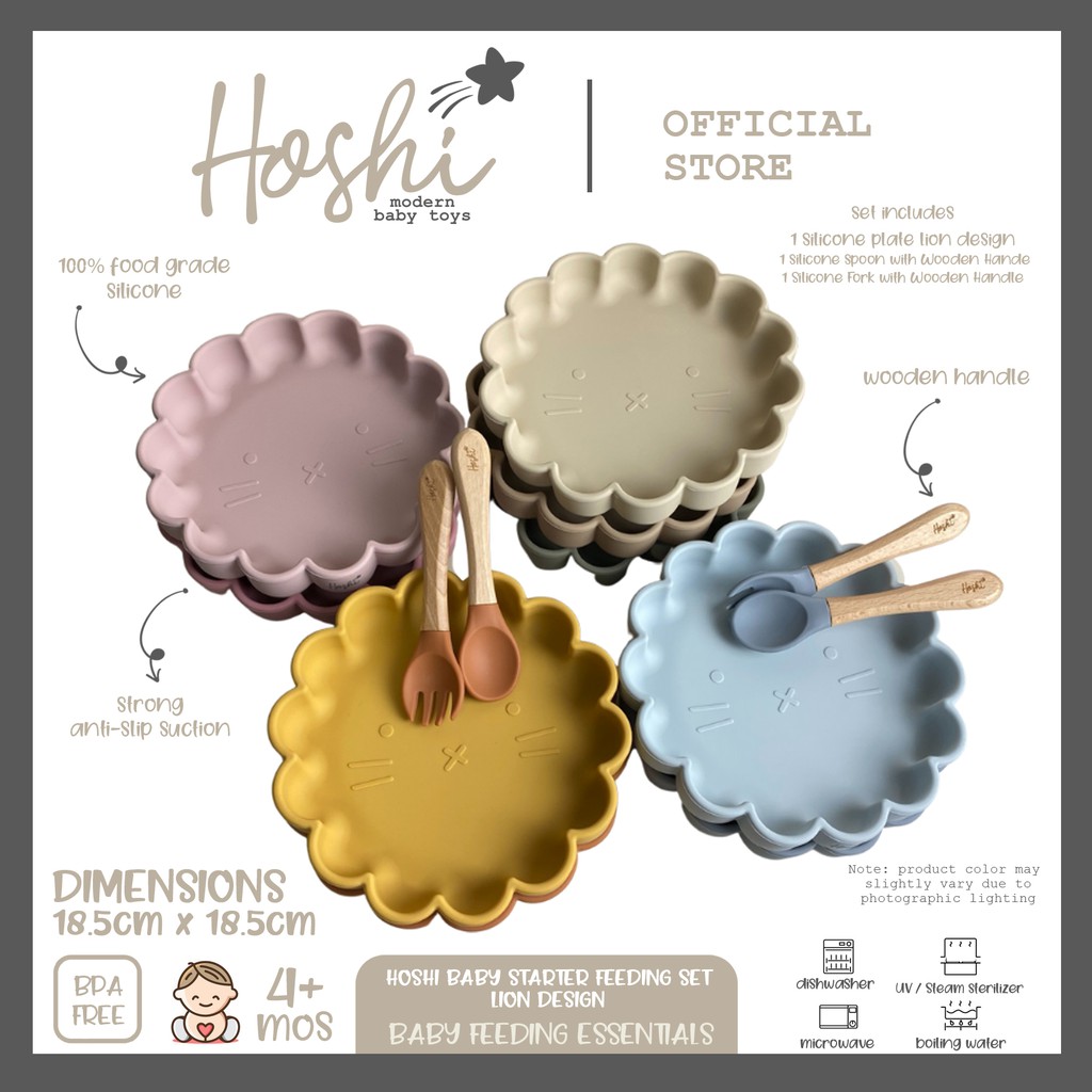 Hoshi Baby Lion Starter Feeding Set, 100% Food Grade Silicone BPA Free ...