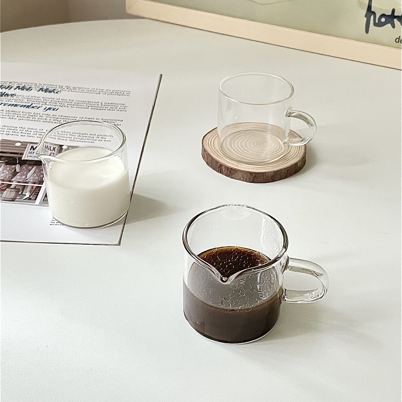 100ml Double Mouth Milk Jugs Small Glass Milk Cup Espresso Mug High ...