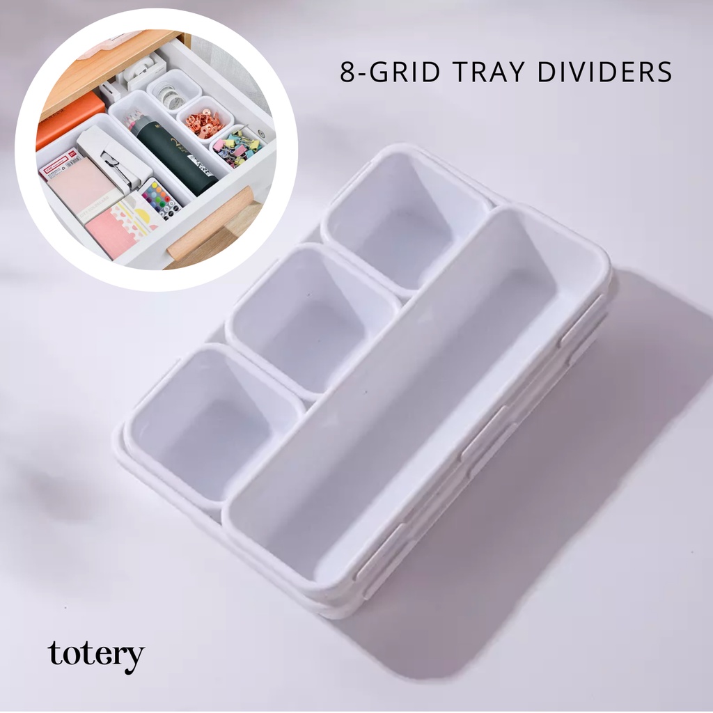 Totery 8-Grid Tray Dividers (desk drawer organizer for home office ...