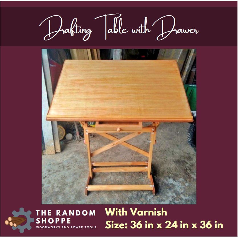 Drafting table with drawer, adjustable height and tilting table top ...