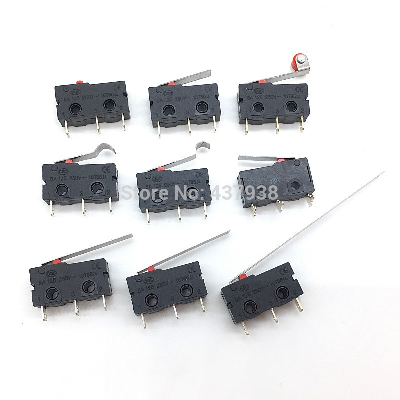 10PCS Mini Micro Switch Roller ARC Lever SPDT Snap Action 3A 250V AC 5A ...