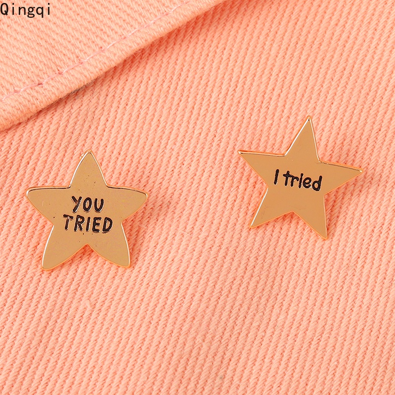 Pentagram Pins Woman I Tried You Tried Letter Enamel Pin Cute Cartoon ...