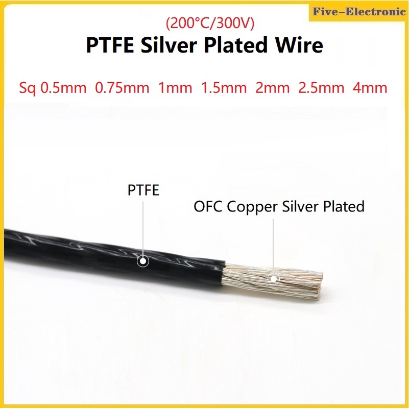 2/5M PTFE Silver Plated Wire Sq 0.5mm² 0.75mm² 1mm² 1.5mm² 2mm² 2.5mm² ...