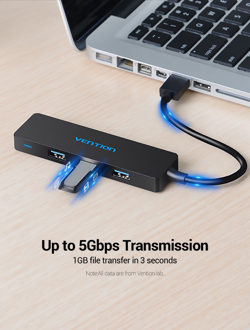 Vention USB HUB Multiple 4 Ports Splitter Fast Speed USB3.0 Plug and ...