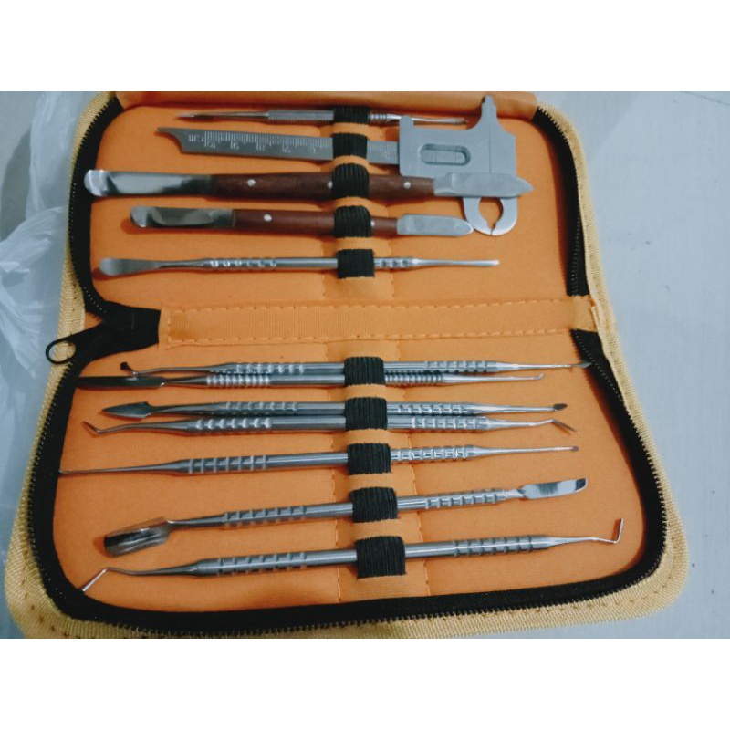 set carving tools with ivory wax, boley gauge and tooth model | Shopee ...