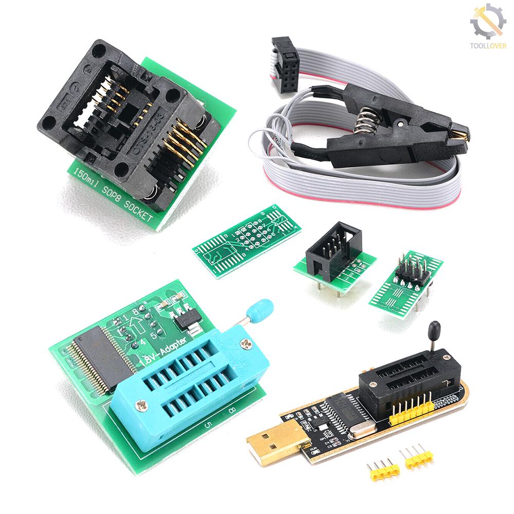 CH341A USB Programmer Kit with SOP8 Clip EEPROM Burner BIOS Flasher SPI ...