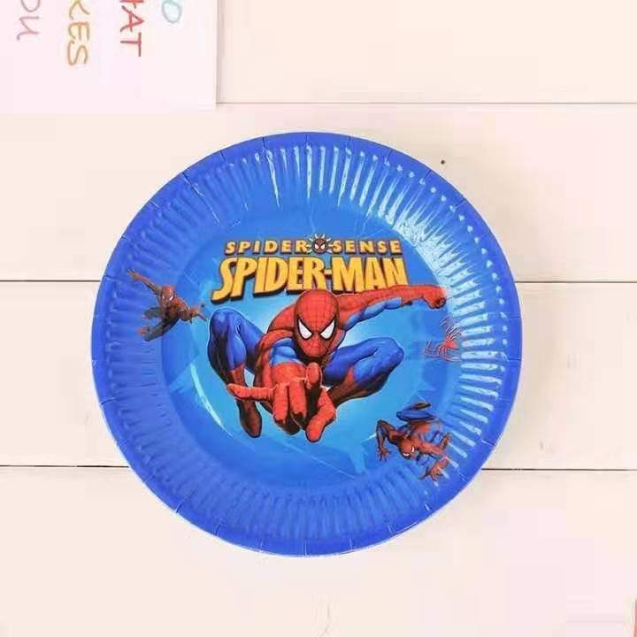 10 Pcs 9 inches spider-man Children's birthday cake plate disposable ...
