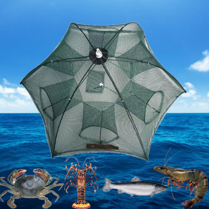 Bubu 6 Hole Hexagonal Folding Fishing Net Trap Shrimp Lobster Cage Cast ...