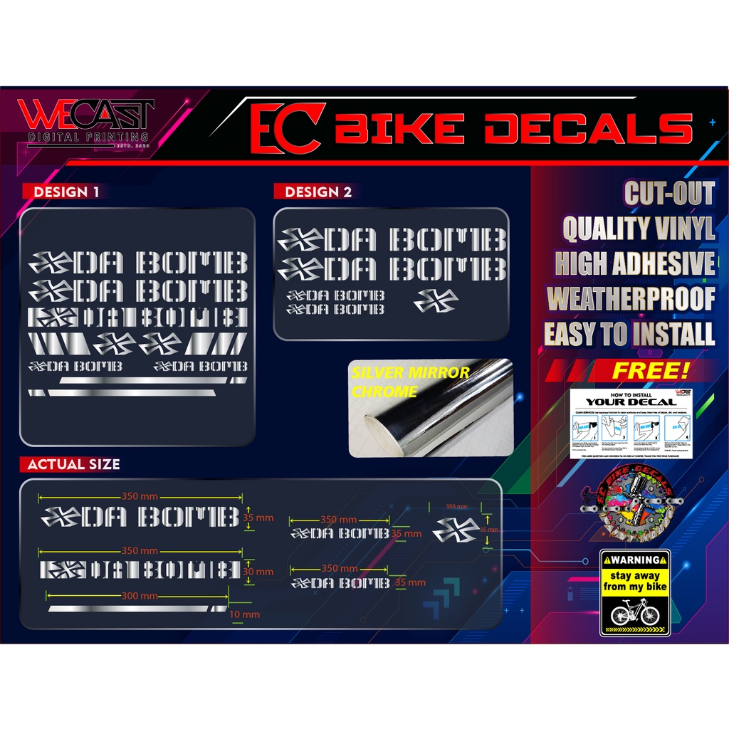 WECAST Da Bomb MTB Frame Decals Sticker and Bike Sticker for Frame ...